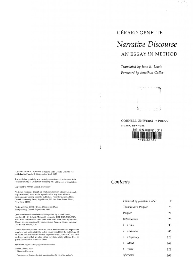 Narrative Discourse An Essay in Method | PDF | In Search Of Lost Time ...