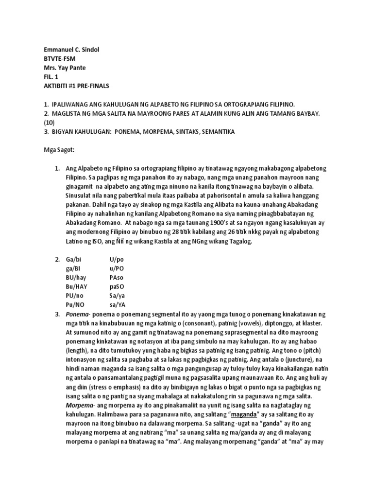 Pre-Finals Aktibiti 1 | PDF