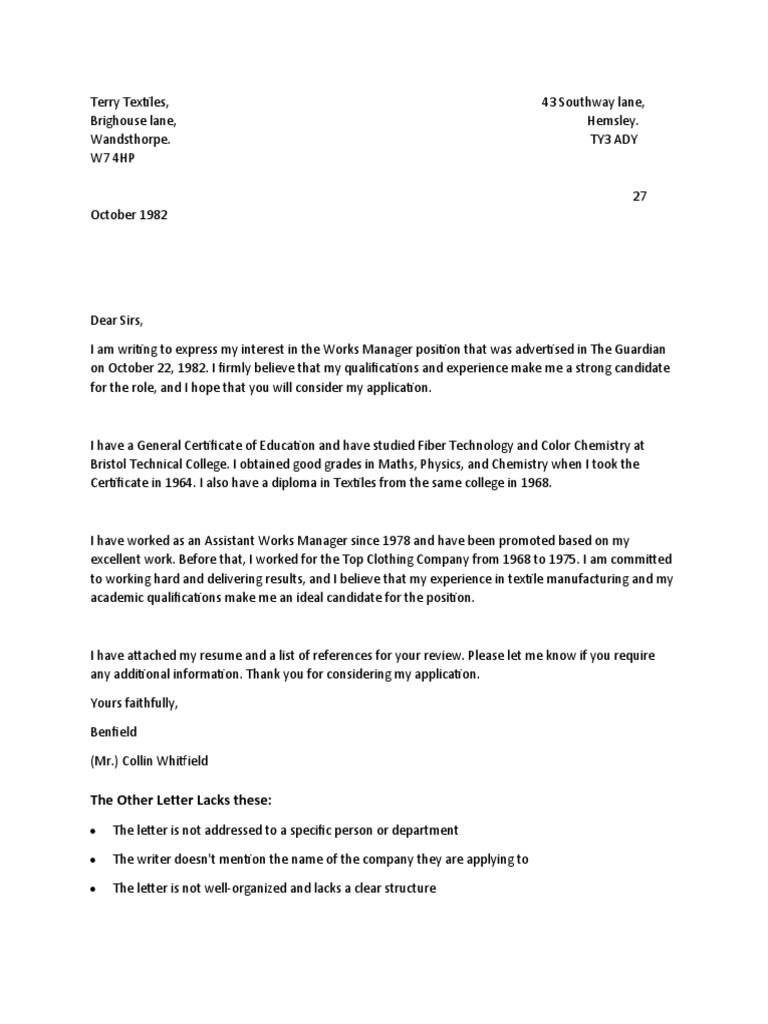 Letter | PDF | Textiles