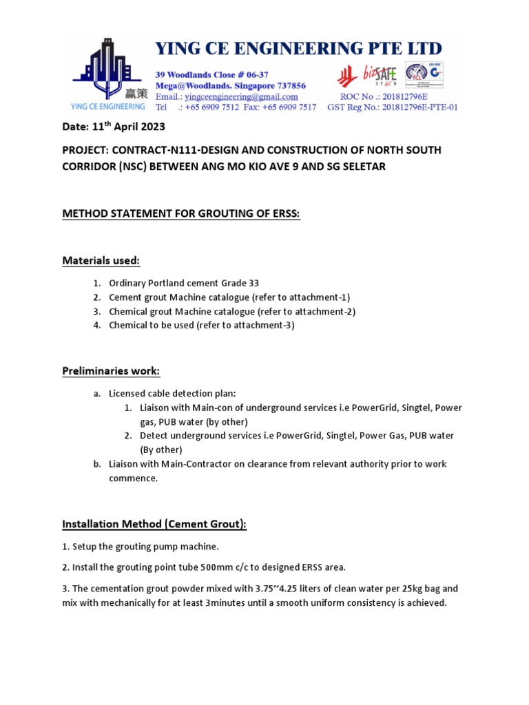 Date: 11 April 2023 Project: Contract-N111-Design and Construction of ...