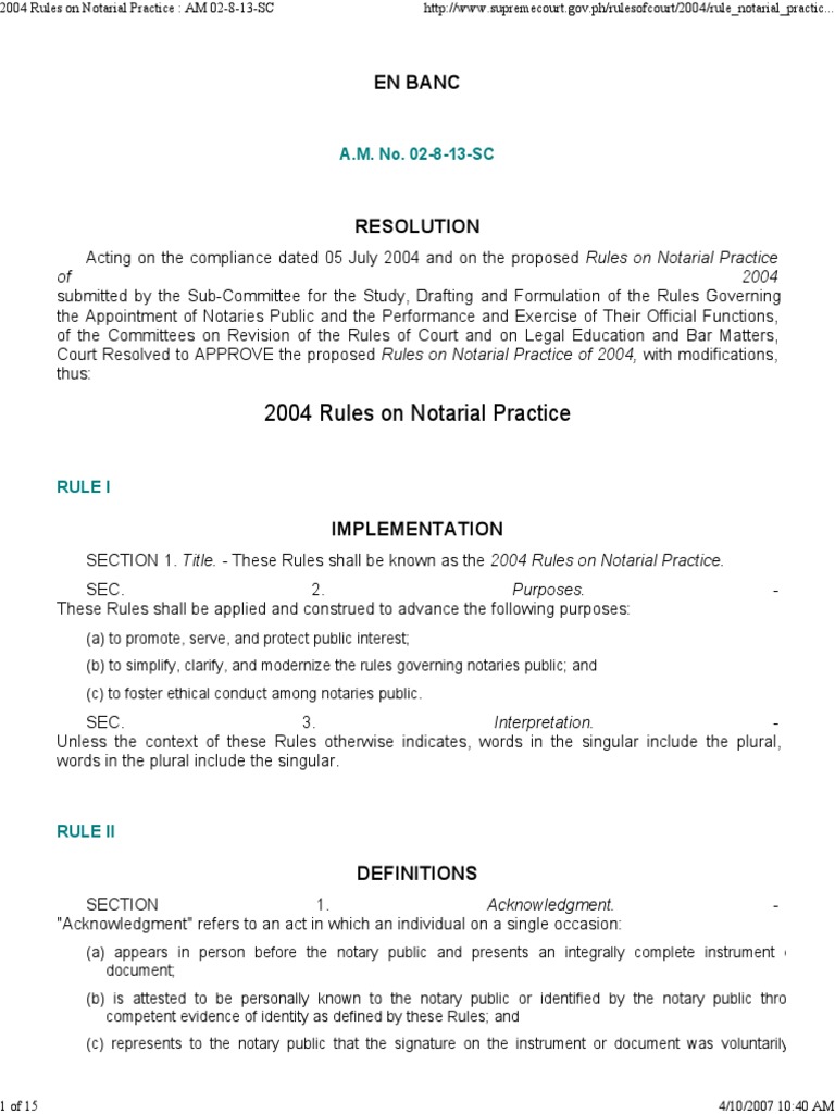 2004 Rules On Notarial Practice | PDF | Notary Public | Seal (Emblem)