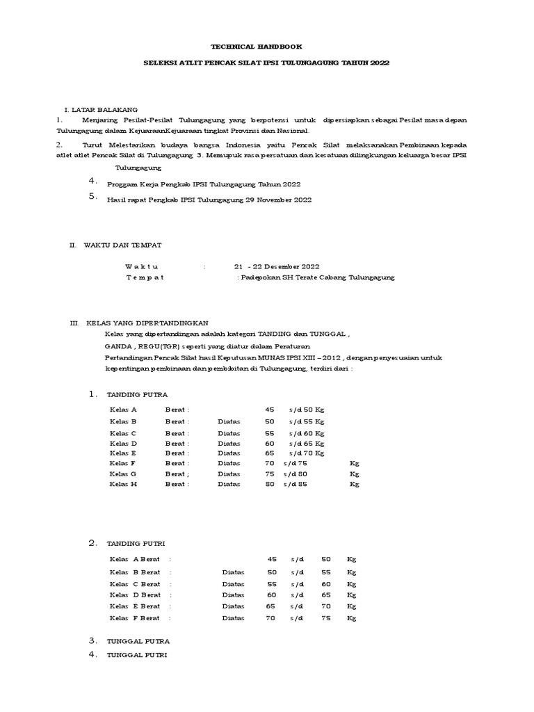 THB PENCAKSILAT IPSI Tulungagung 2022. | PDF