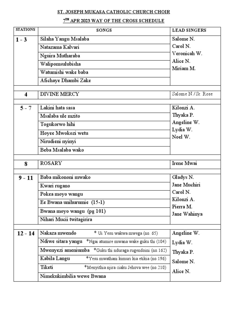 St. Joseph Mukasa Catholic Church Choir 7 Apr 2023 Way of The Cross ...