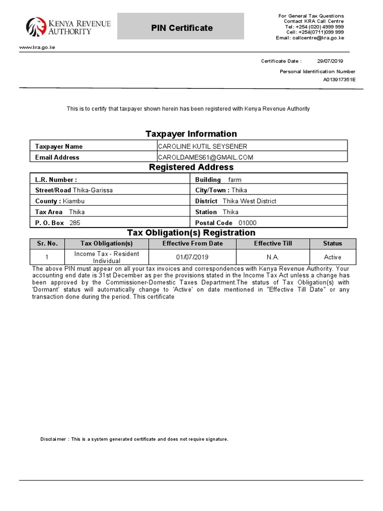 Kra Pin | PDF | Taxes | Public Finance