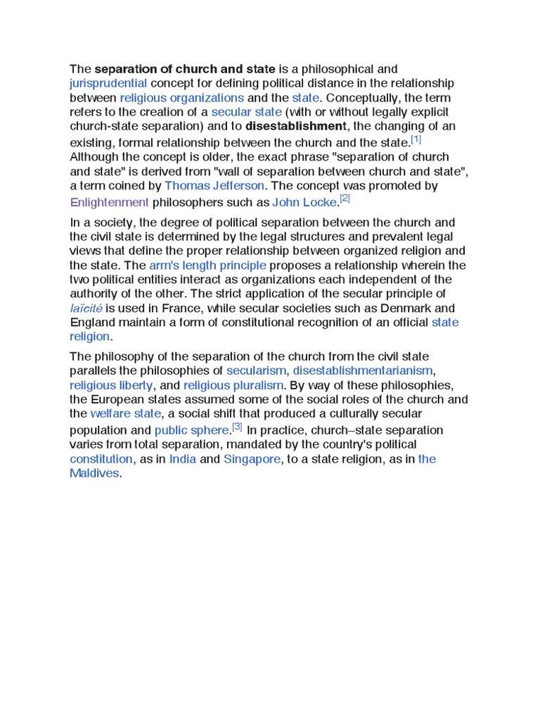 Separation of Church and State | PDF