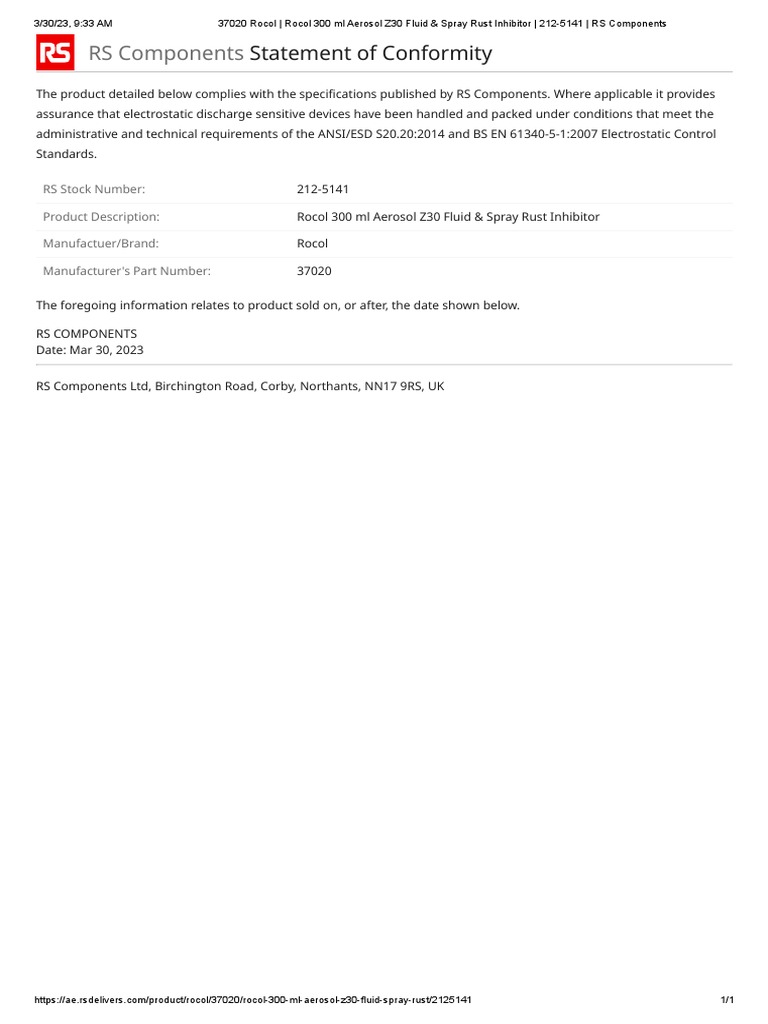 Rocol - Rocol 300 ML Aerosol Z30 Fluid & Spray Rust Inhibitor - 212 ...