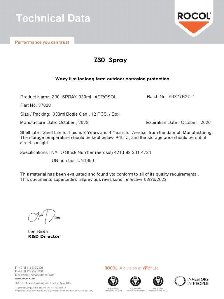 Coc - Rocol - Z30 | PDF