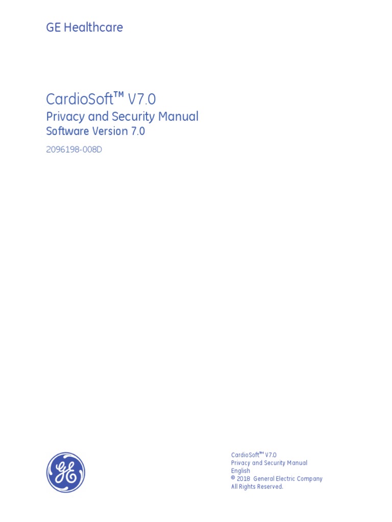 Cardiosoft V7.0: Privacy and Security Manual | PDF | Security ...