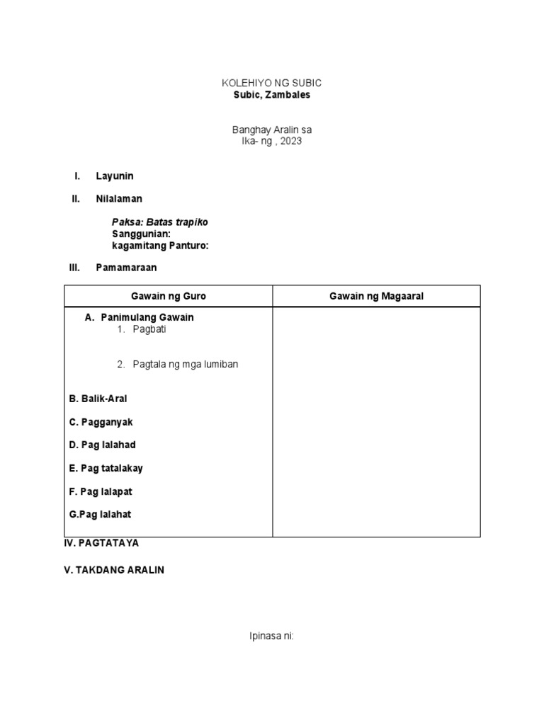 Kolehiyo NG Subic: Paksa: Batas Trapiko | PDF
