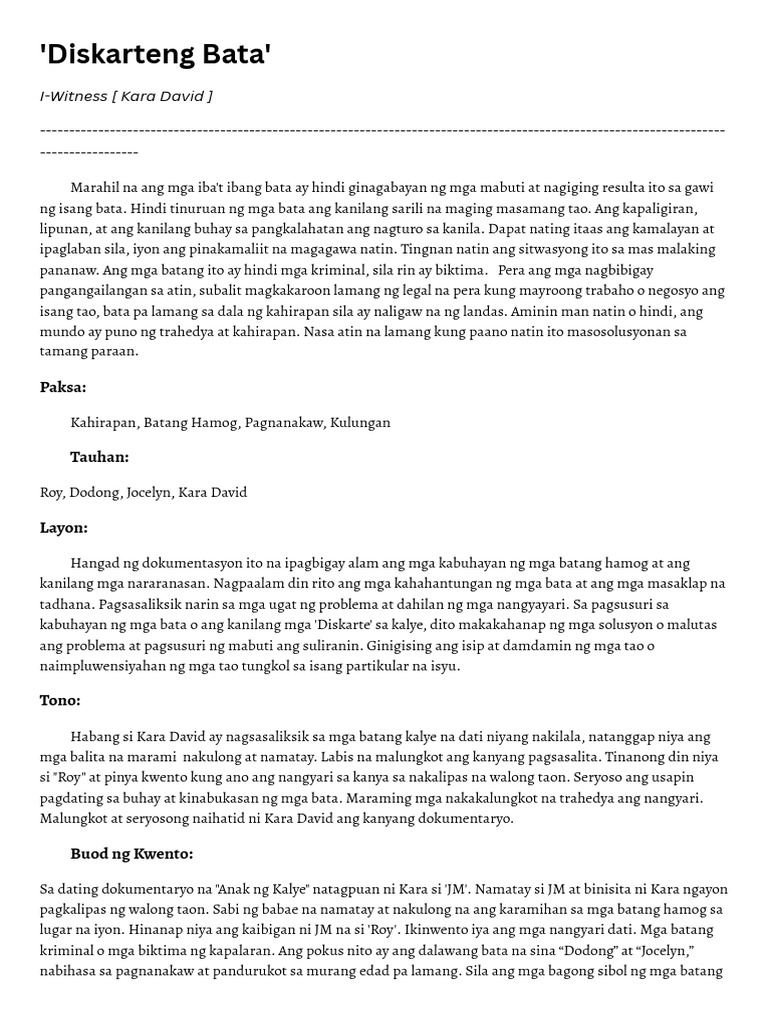 Diskarteng Bata | PDF