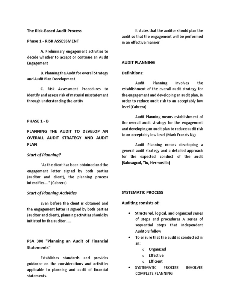 The Risk-Based Audit Process - Phase 1-B | PDF | Audit | Financial Audit