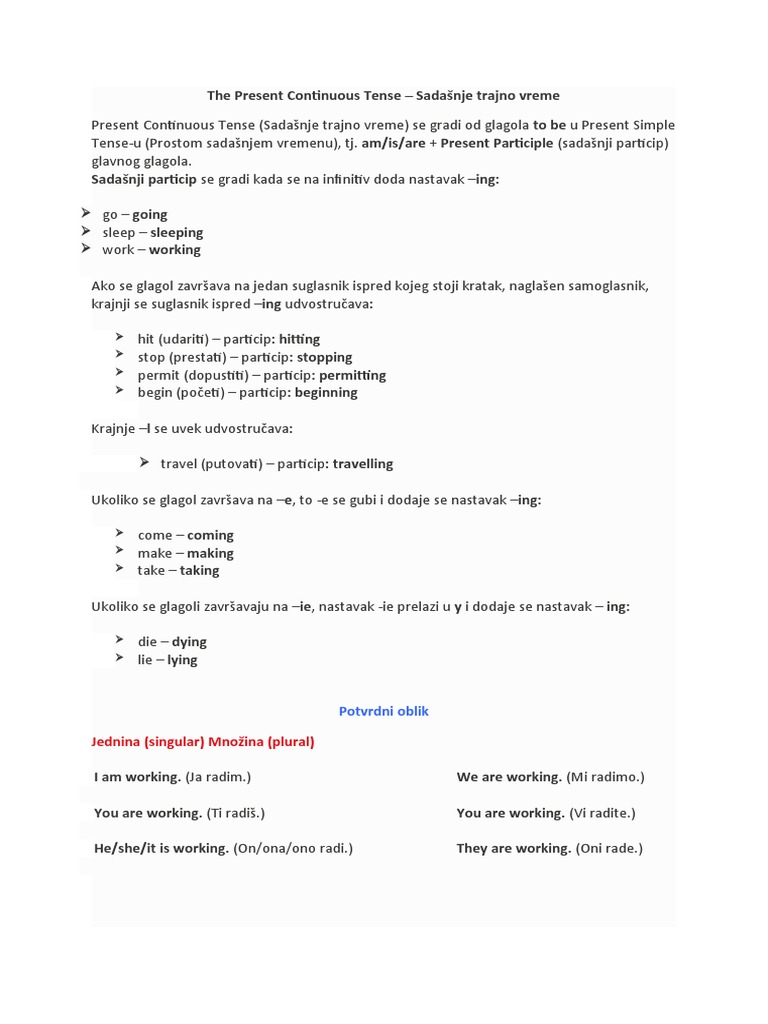 Present Continuous Tense Explained | PDF