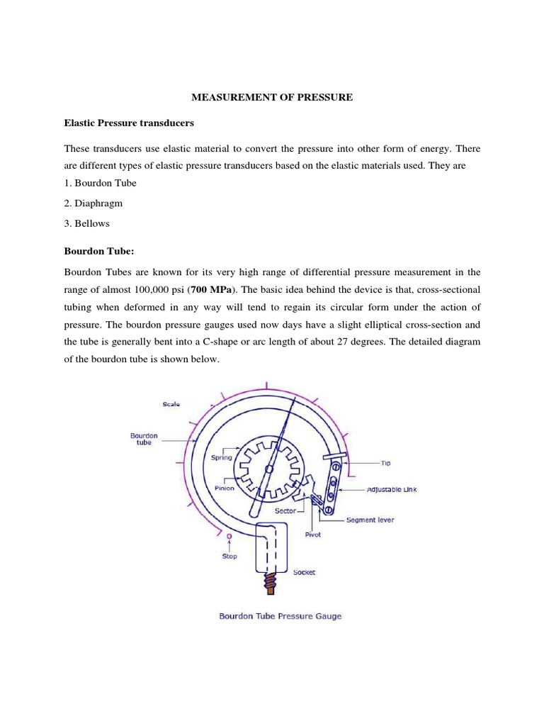 Elastic Pressure Transducers | PDF | Pressure Measurement | Calibration