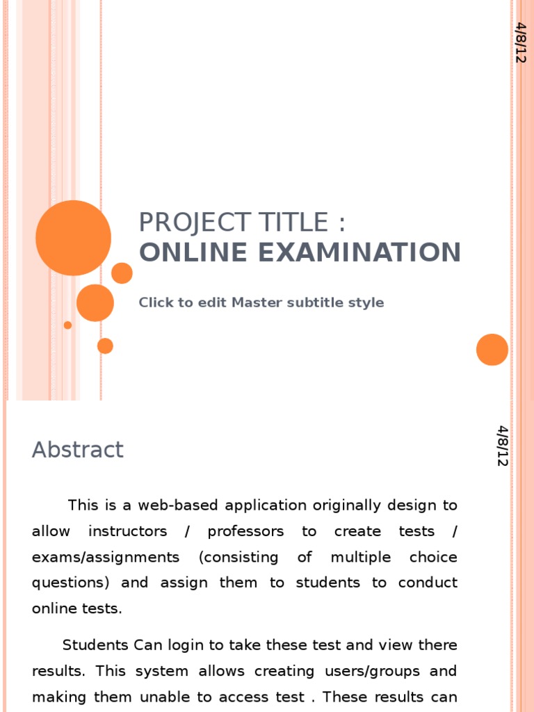 An Online Examination System: A Document Outlining Requirements ...