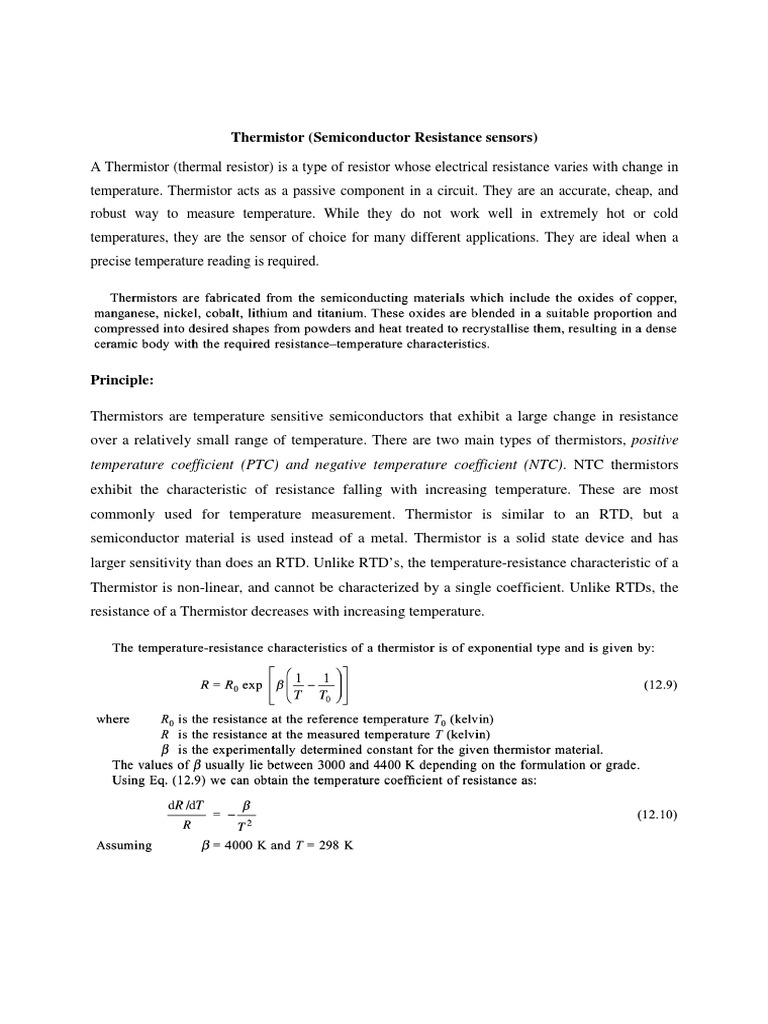 Thermistor | PDF | Electrical Resistance And Conductance | Electricity
