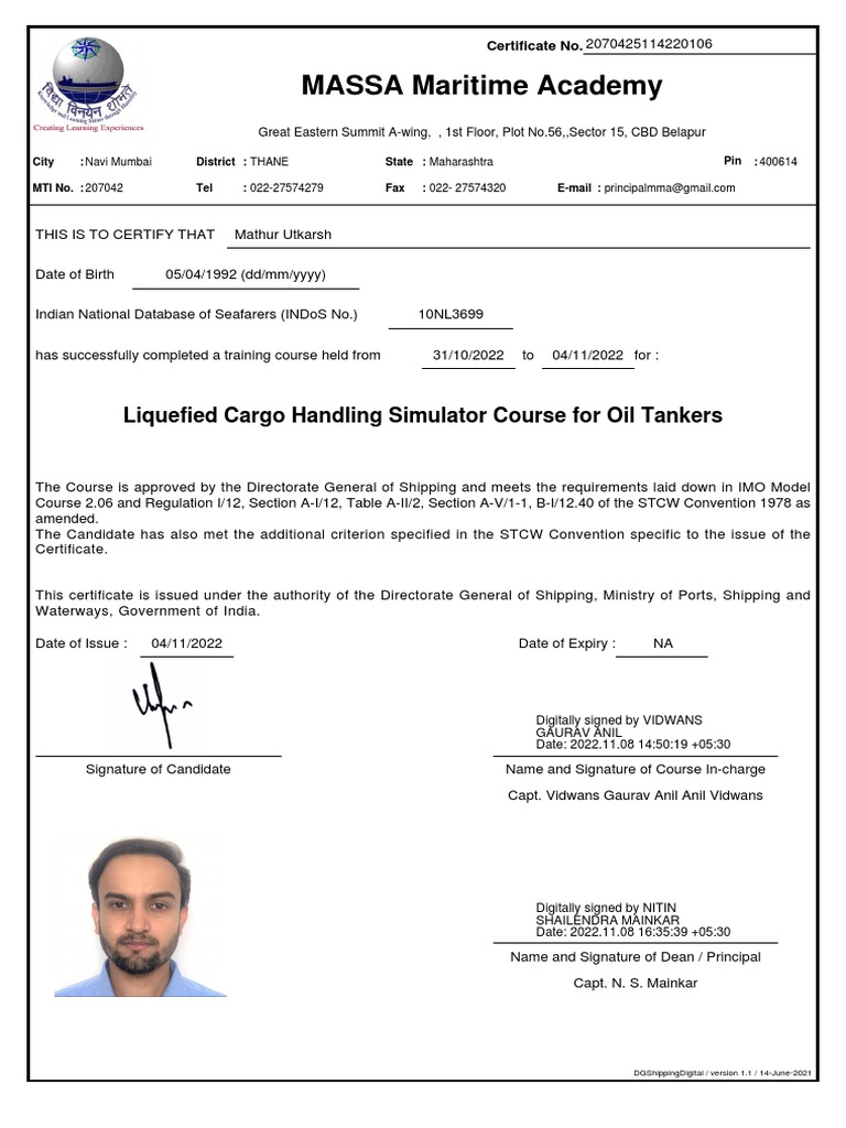 MASSA Maritime Academy: Liquefied Cargo Handling Simulator Course For ...