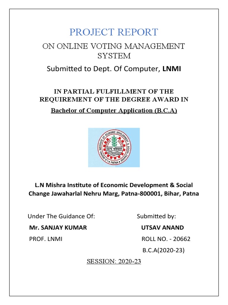 Project Report: On Online Voting Management System Submitted To Dept ...