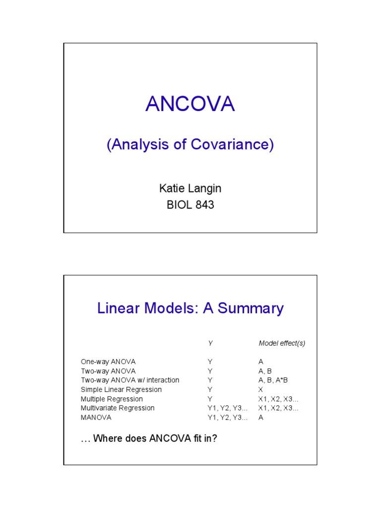 Ancova Example Intro | PDF | Teaching Methods & Materials