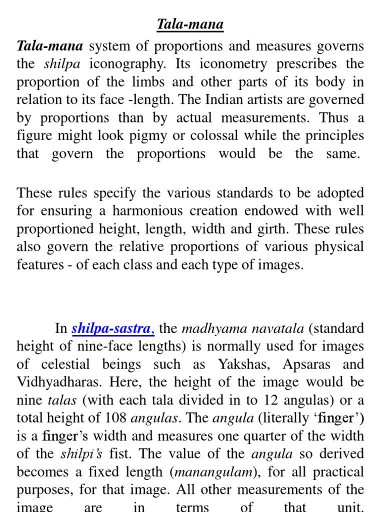 Tala-Mana Tala-Mana System of Proportions and Measures Governs | PDF ...