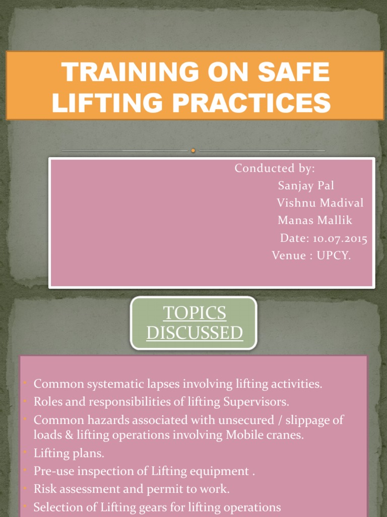 Safe Lifting Practices Training Summary | PDF | Crane (Machine ...