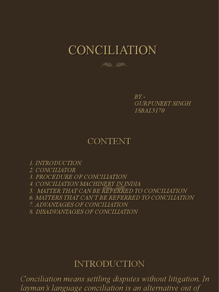 Conciliation Presentation 2 | PDF | Arbitration | Private Law