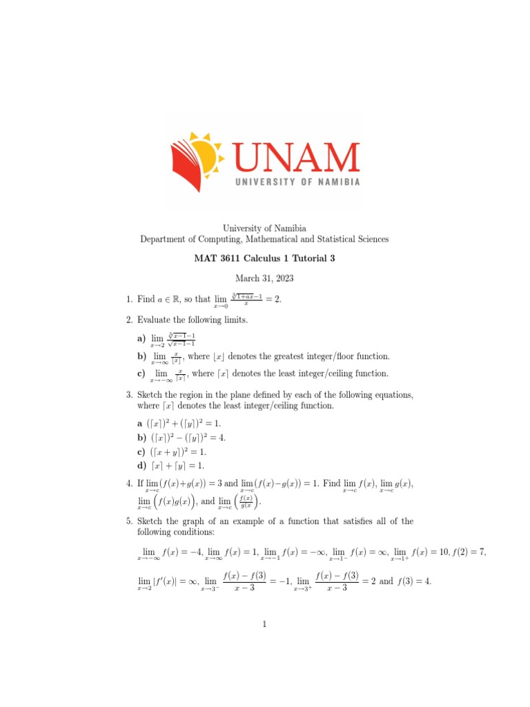 Tutorial Worksheet 3 | PDF | Function (Mathematics) | Tangent