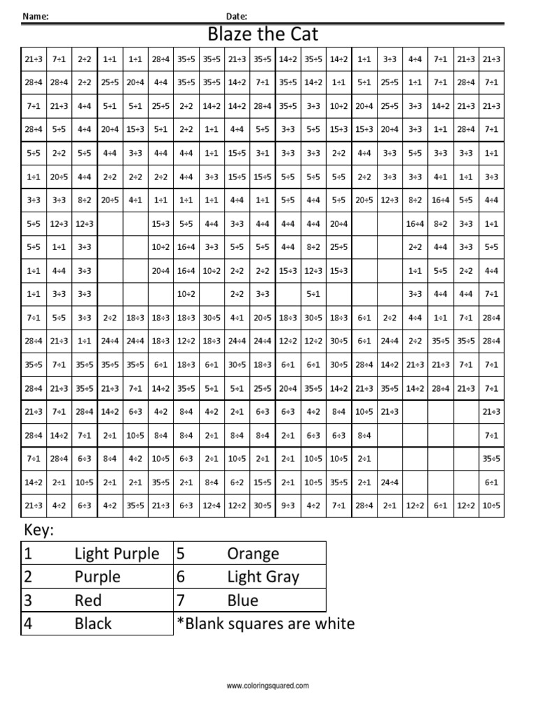 23MD Blaze The Cat Cartoon Math Worksheets | PDF