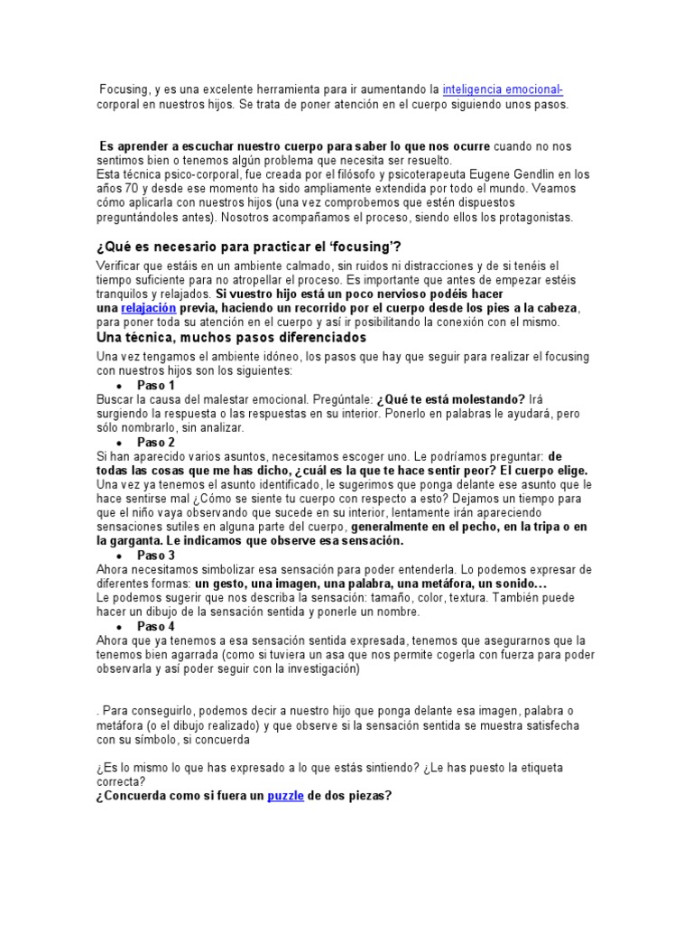 Focusing | PDF | Las emociones | Ansiedad