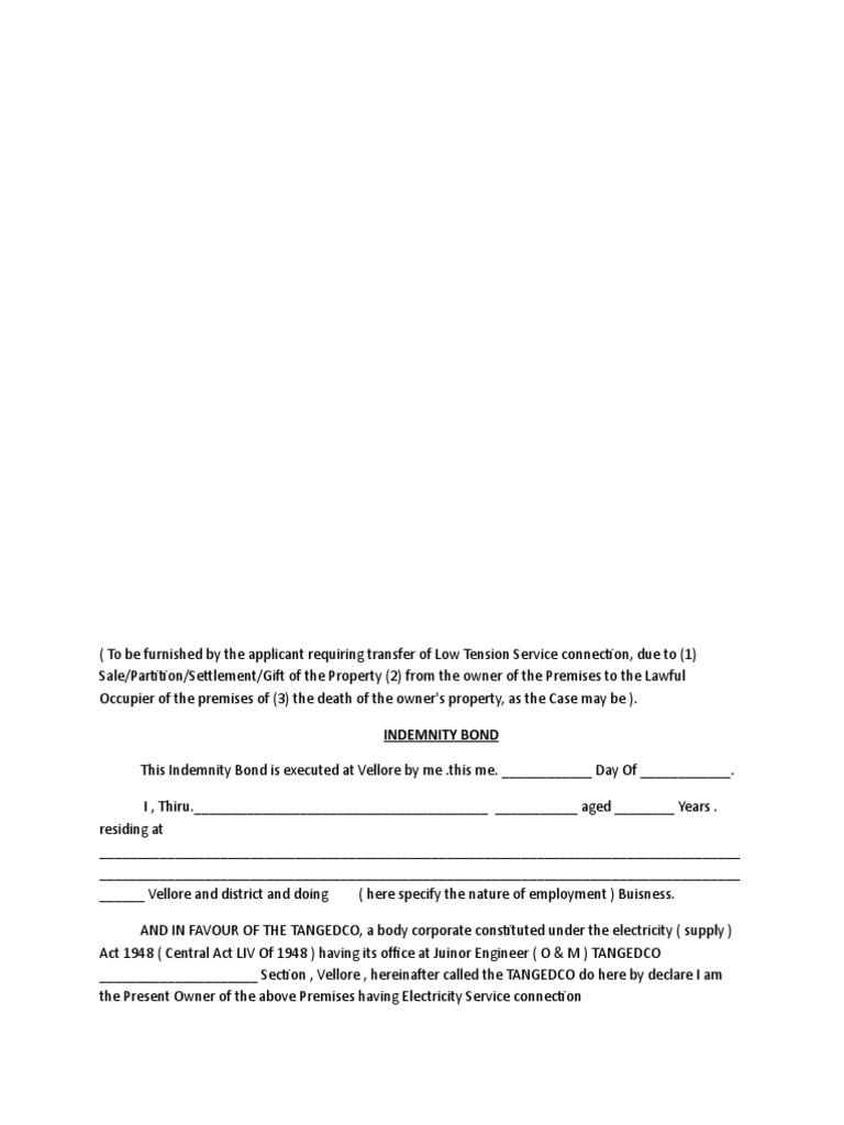 Indemnity Bond - 1 | PDF