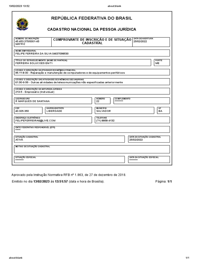 Consulta CNPJ | PDF | Brasil