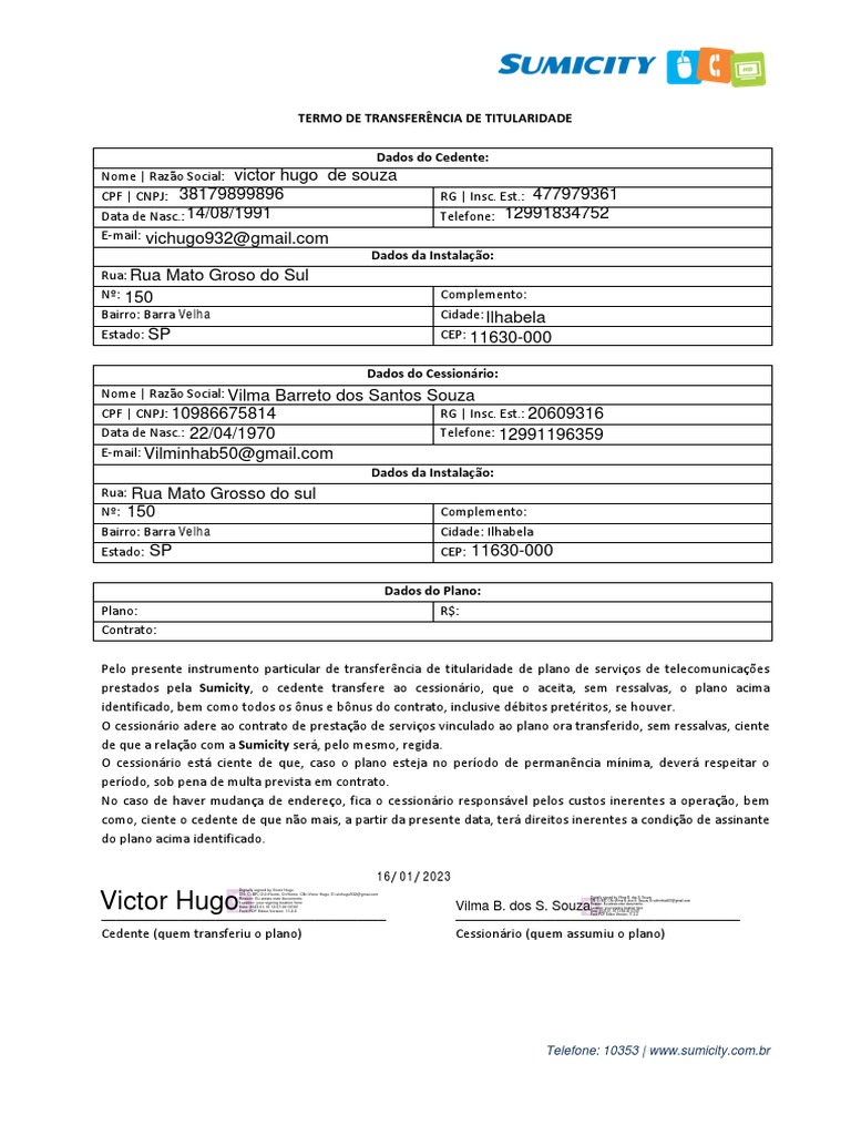 Termo De Troca De Titularidade 13 Pdf Justiça Crime E