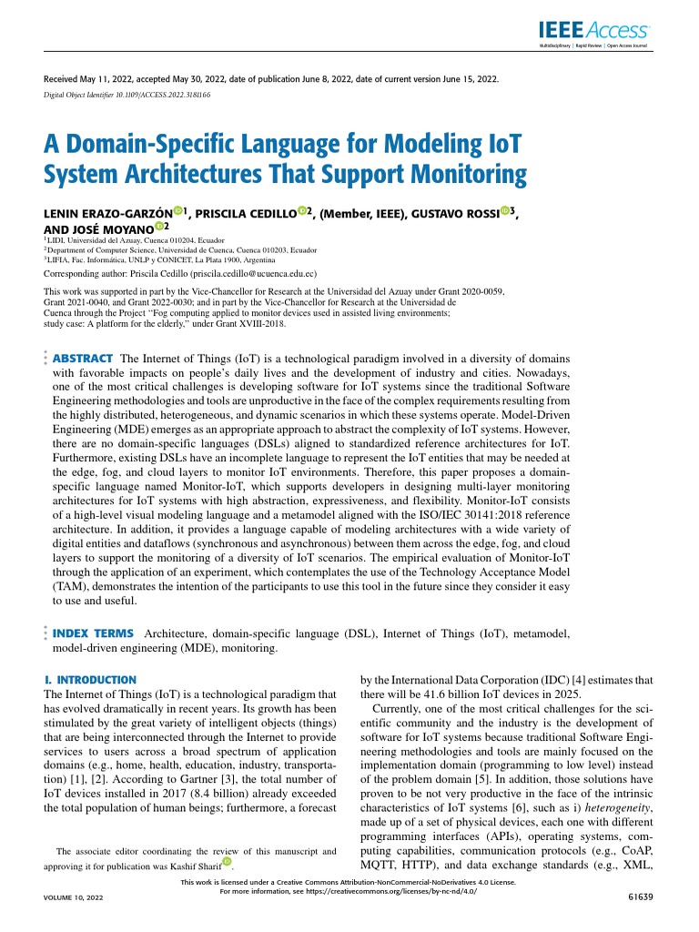 A Domain Specific Language For Modeling Iot System Architectures That Support Monitoring Pdf