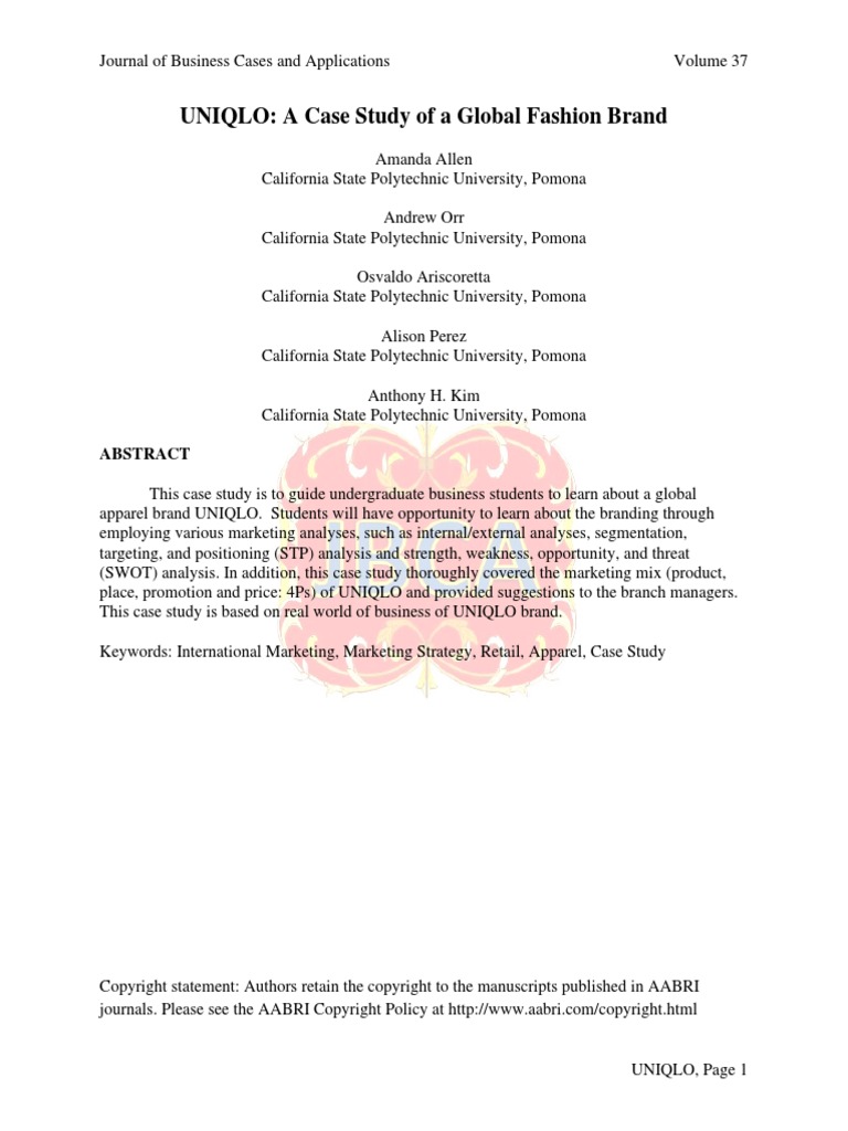 UNIQLO: A Case Study of A Global Fashion Brand | PDF | Brand | Fashion