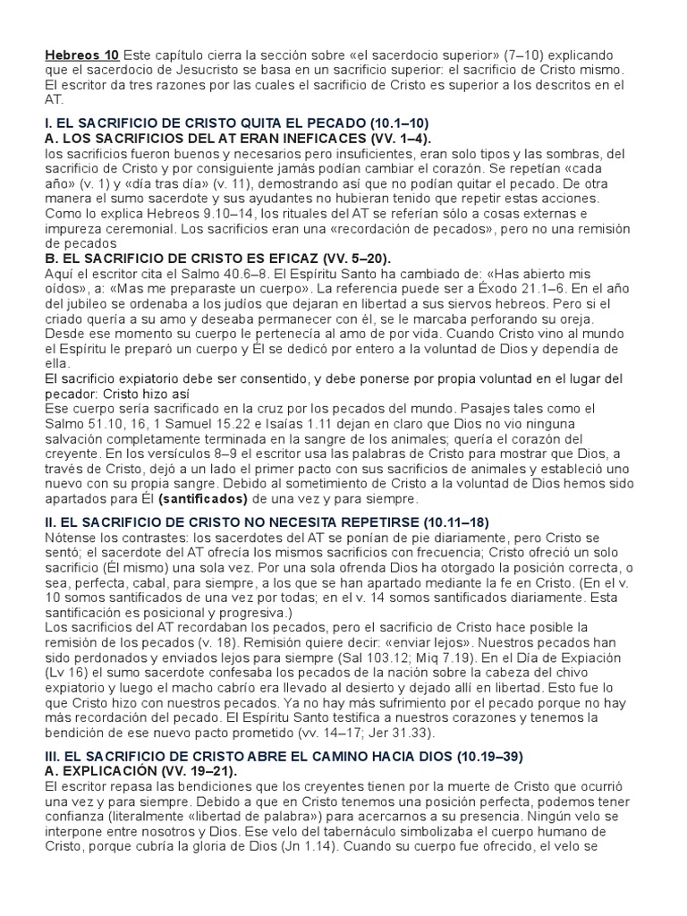 Hebreos 10 | PDF | Cristo (título) | Pecado
