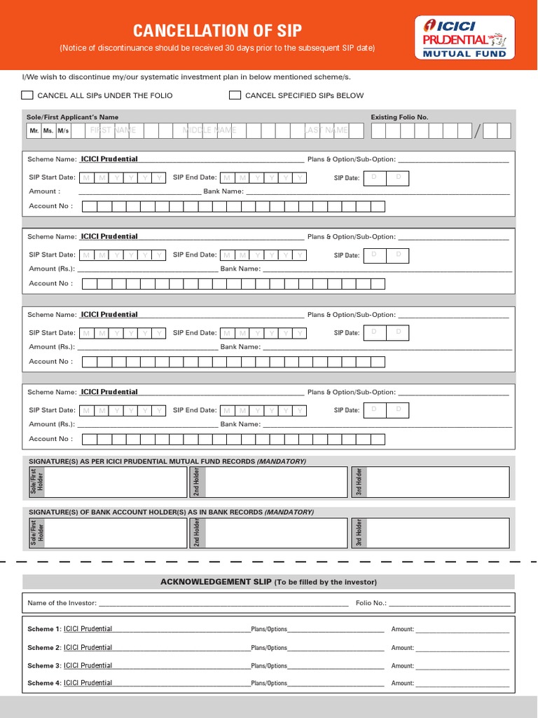 Cancellation Form-Multiple Sip | PDF | Financial Markets | Investment ...
