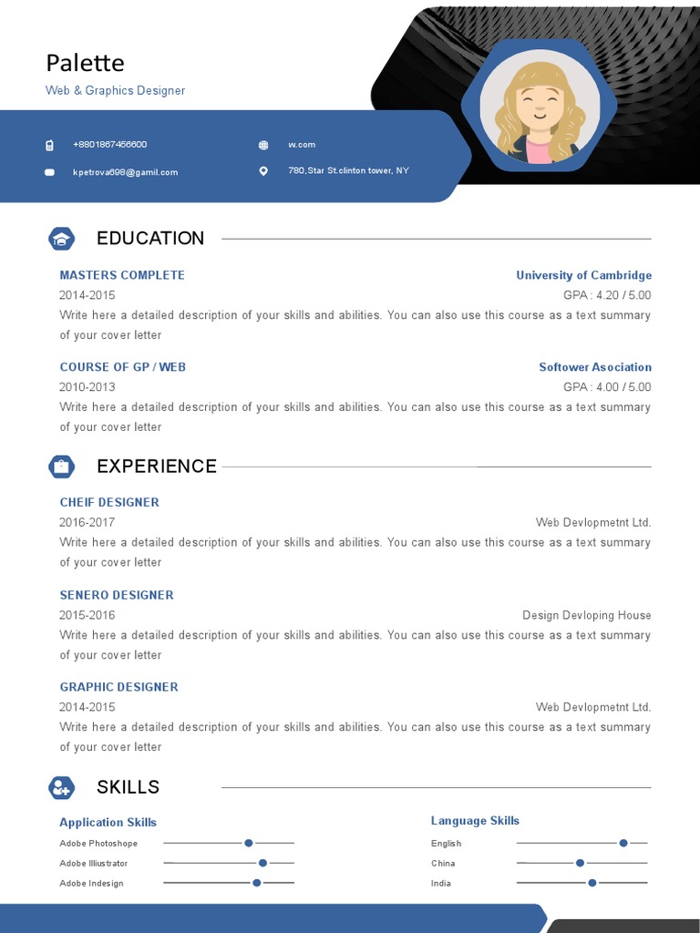 Blue Modern Resume-WPS Office | Download Free PDF | Graphics | Computer ...