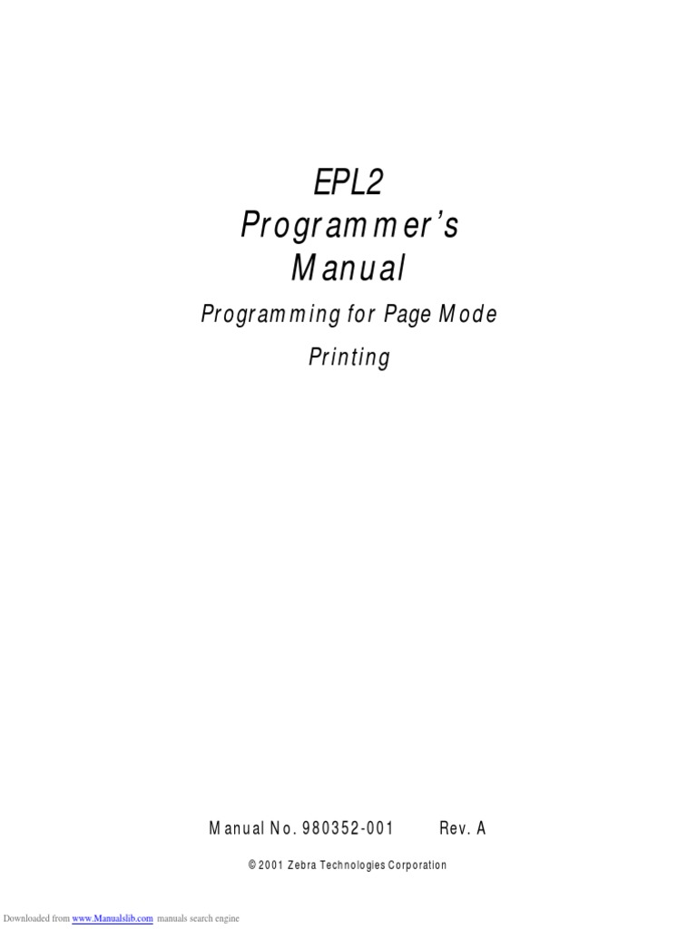 Epl2 Programmer's Manual: Programming For Page Mode Printing | PDF | Printer (Computing) | Dos