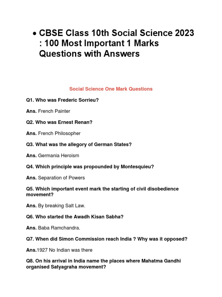 Most Important Questions (SST XTH | PDF | Soil | Multinational Corporation