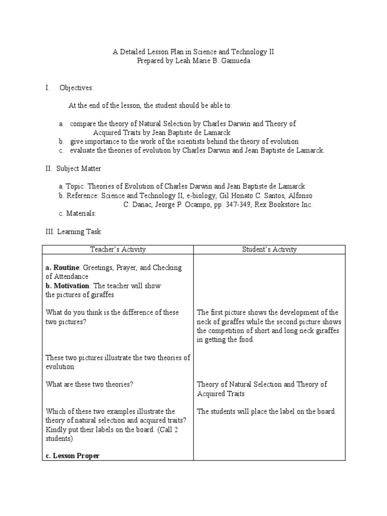 DLP Grade 10 Theories of Evolution | PDF | Natural Selection | Evolution