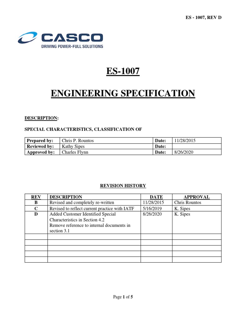 ES-1007 Engineering Specification | PDF | Safety | Business