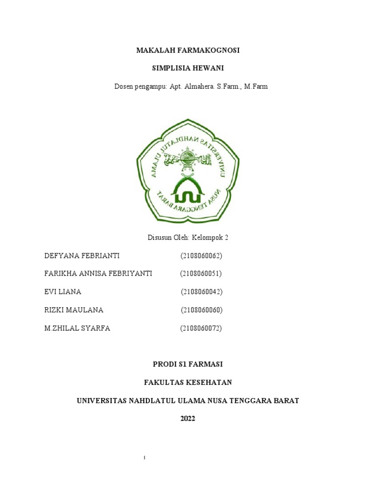 Definisi dan Jenis Simplisia Hewani | PDF