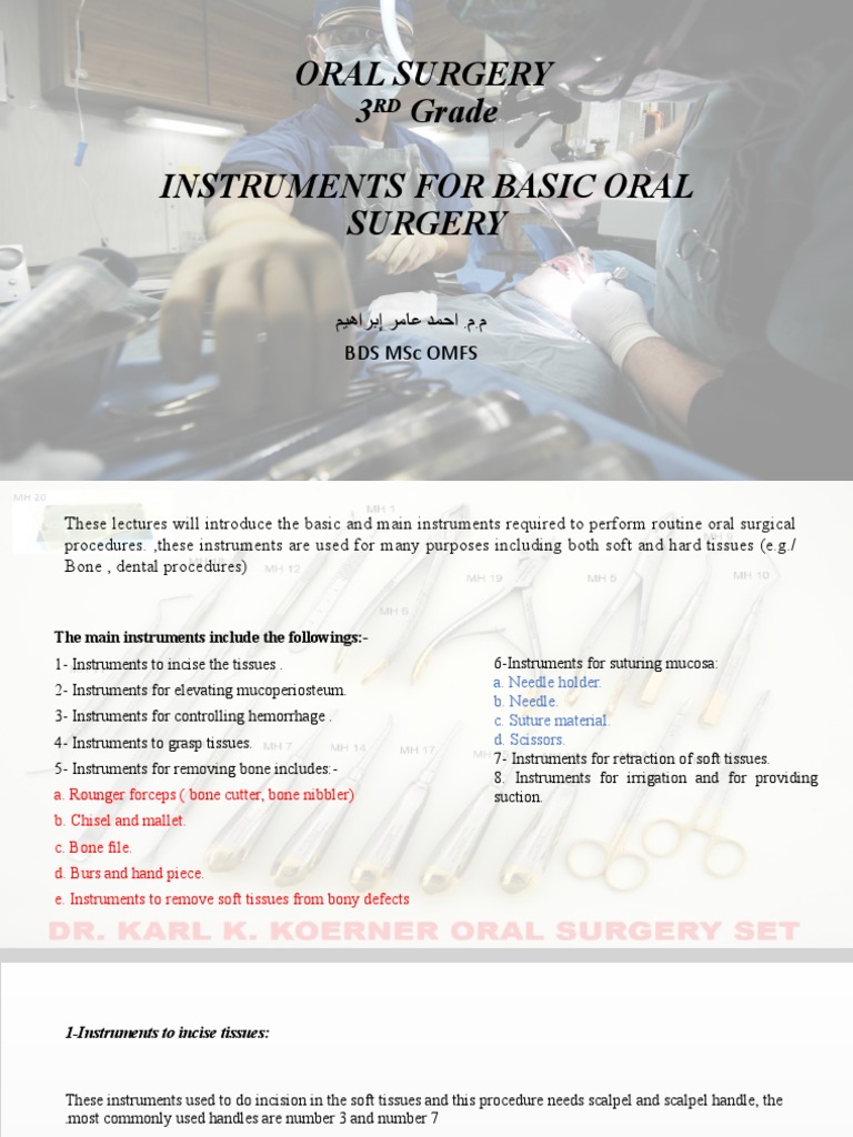 Instruments For Basic Oral Surgery | Download Free PDF | Surgical Suture | Medical Specialties