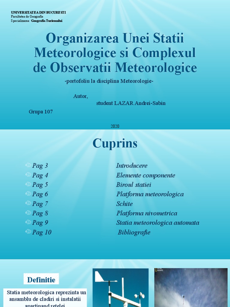Organizarea Unei Statii Meteorologice Si Complexul de Observatii ...