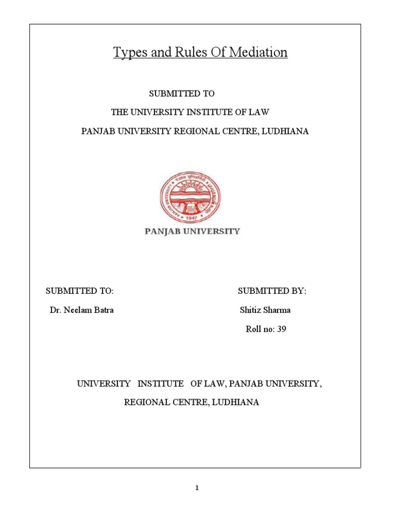 Types and Rules of Mediation | PDF | Mediation | Alternative Dispute Resolution