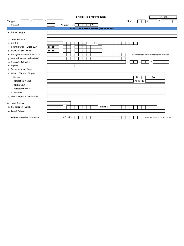 Formulir PD Dapodik | PDF