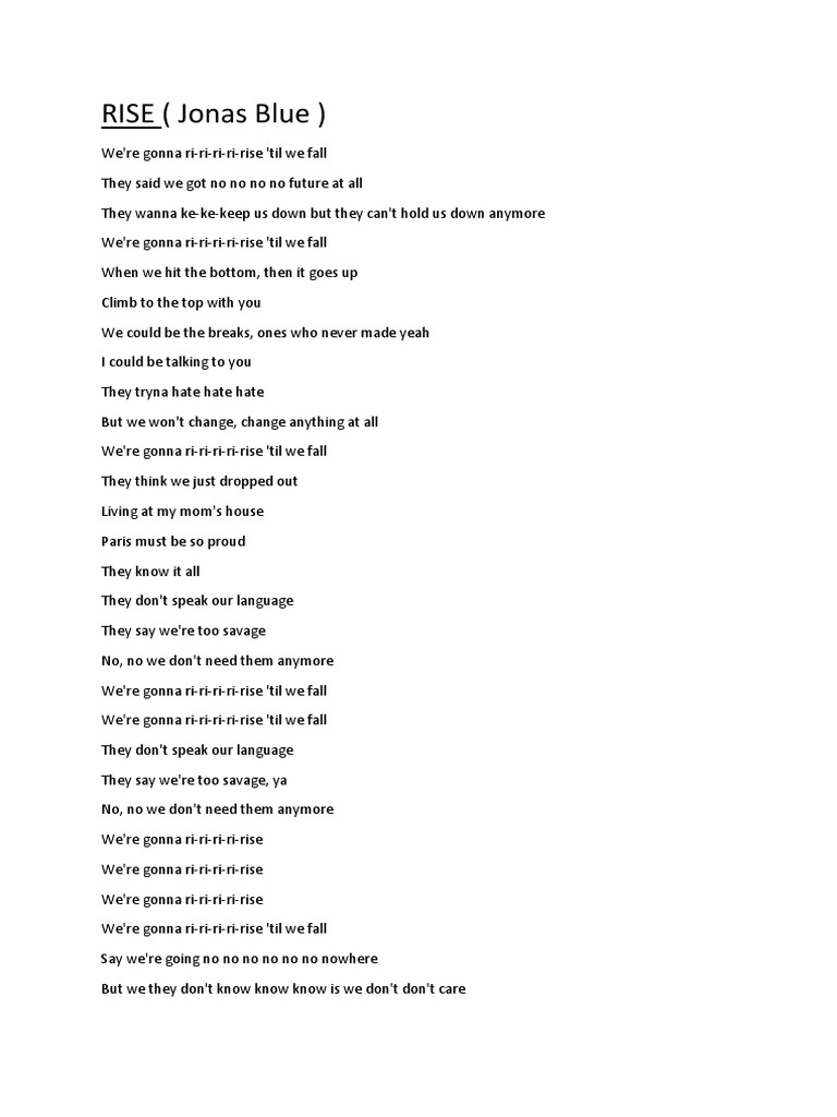 RISE (Jonas Blue) | PDF | Language Arts & Discipline | Art