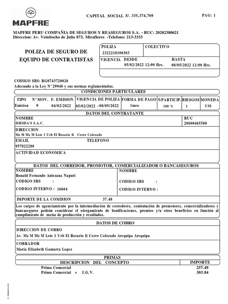 2.1 POLIZA RETROEXCAVADORA 420F - LBS00773 - 05.02.22 Al 08.05.22 - Ok ...