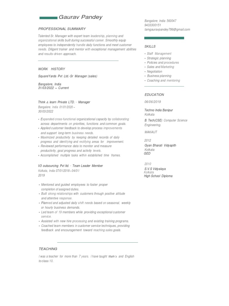 Gaurav Pandey Updated CV | PDF | Mentorship | Goal