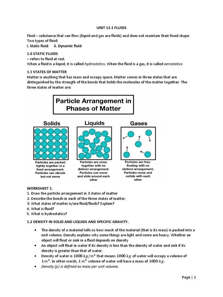 Fluids Lesson Notes | PDF | Buoyancy | Fluid Dynamics Fluids Lesson Notes | PDF | Buoyancy | Fluid Dynamics