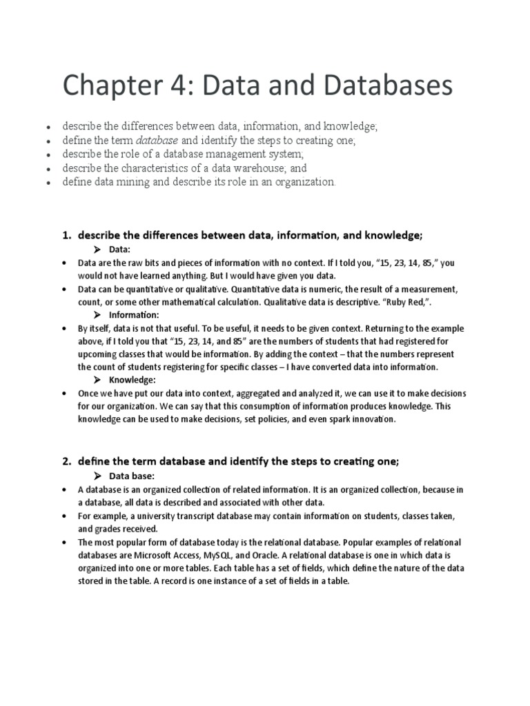 MIS Chapter 4 | PDF | Databases | Data Type
